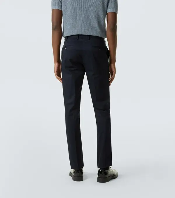 LARDINI Mid-rise Cotton Slim Pants - Blue