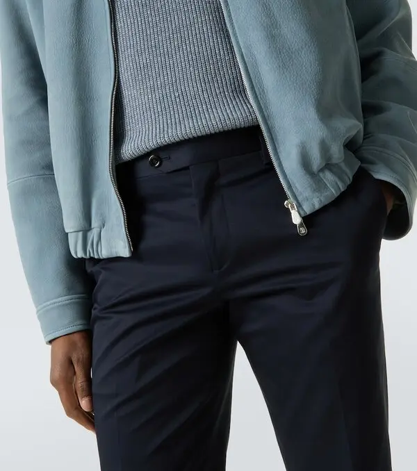 LARDINI Mid-rise Cotton Slim Pants - Blue