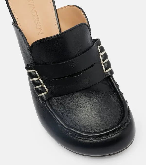 JW Anderson Leather Heeled Mules - Black
