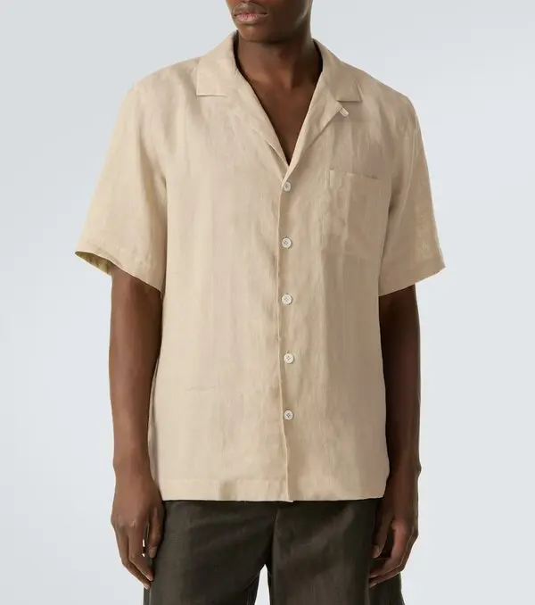 LARDINI Linen Bowling Shirt