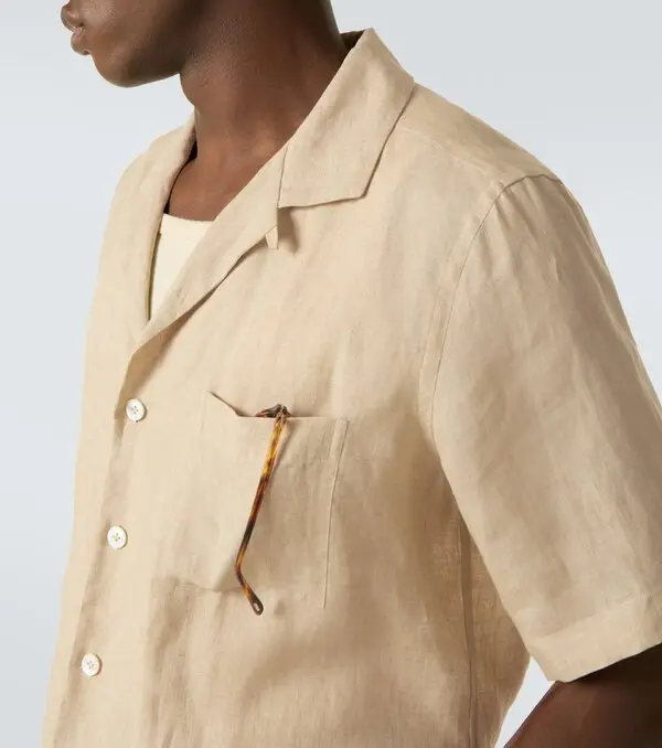 LARDINI Linen Bowling Shirt