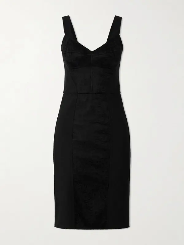 Dolce & Gabbana Lace-paneled Jersey Midi Dress - Black