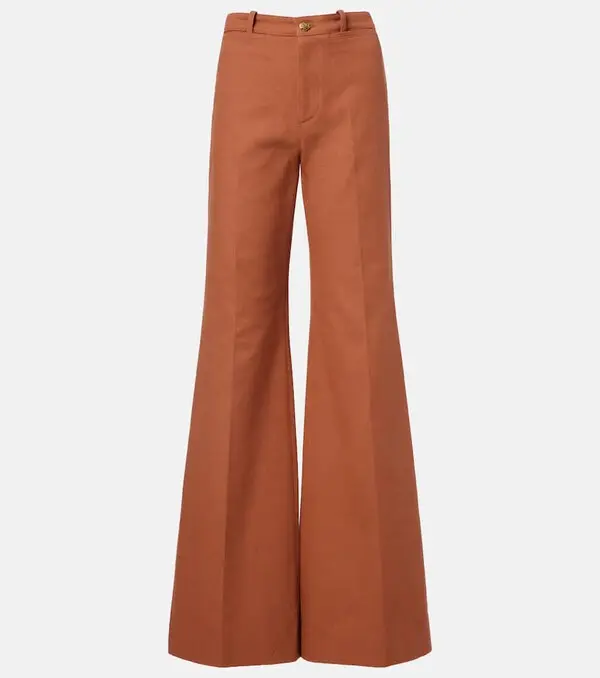 Chloé High-rise Cotton Canvas Flared Pants