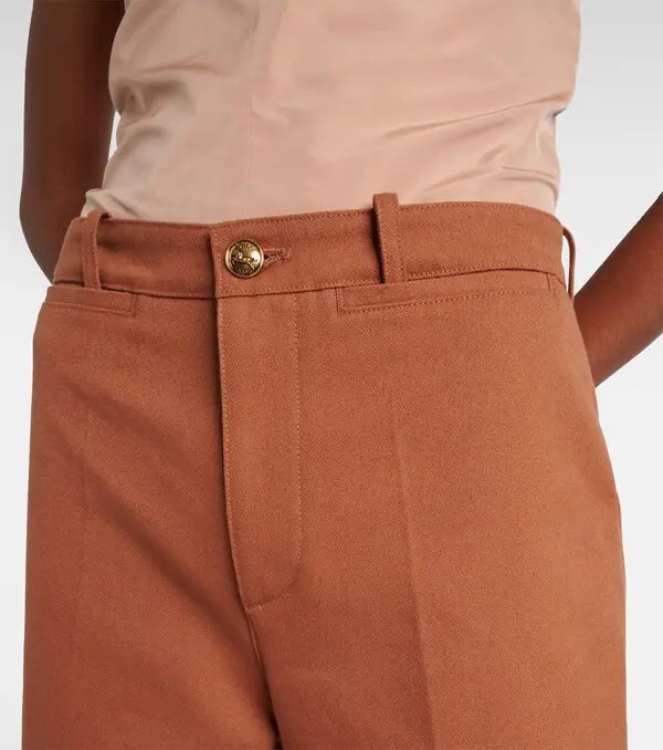 Chloé High-rise Cotton Canvas Flared Pants