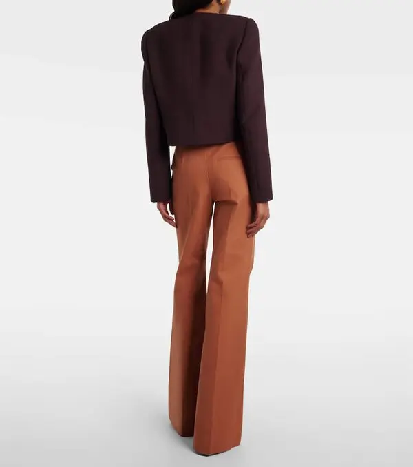 Chloé High-rise Cotton Canvas Flared Pants