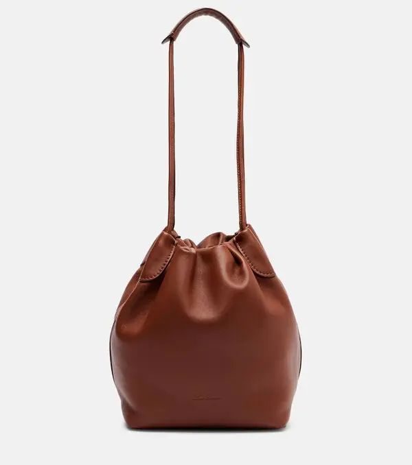 Loro Piana Bale Softy Small Leather Bucket Bag - Brown