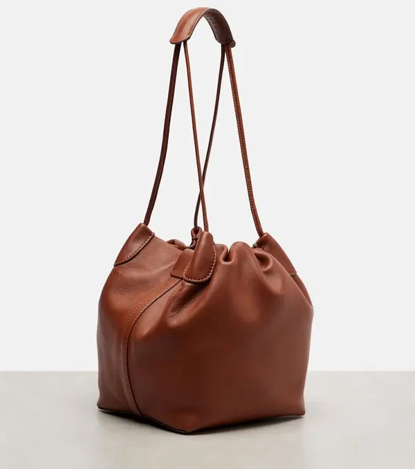 Loro Piana Bale Softy Small Leather Bucket Bag - Brown
