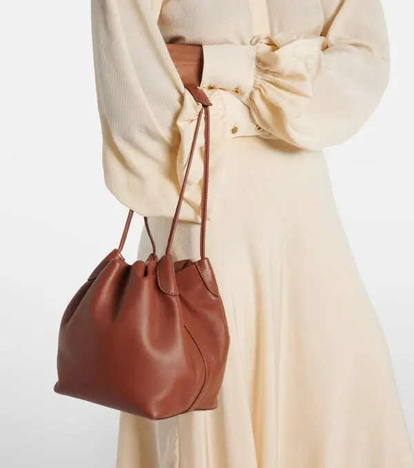 Loro Piana Bale Softy Small Leather Bucket Bag - Brown