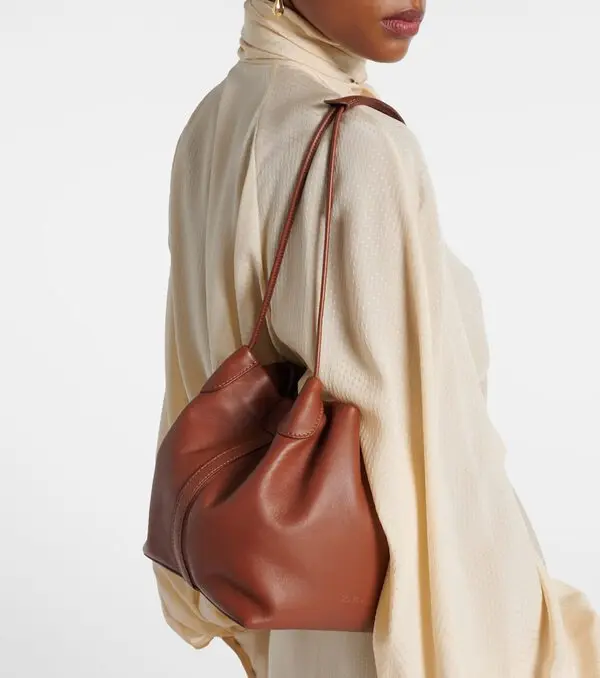 Loro Piana Bale Softy Small Leather Bucket Bag - Brown