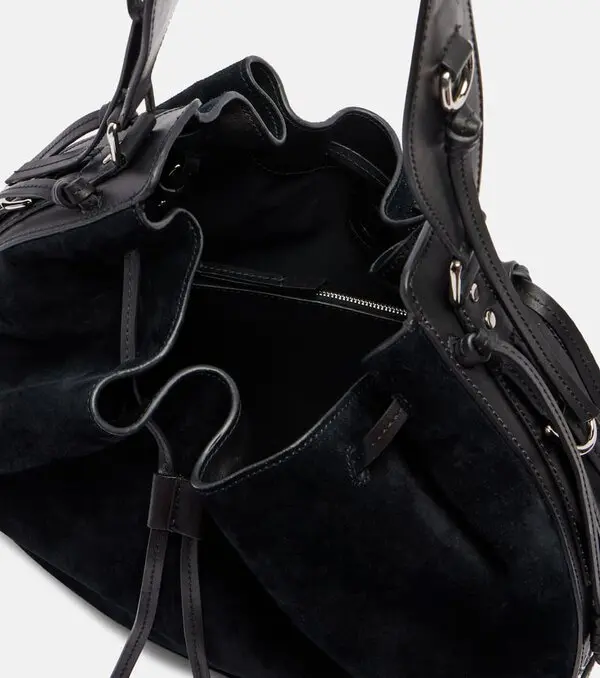 Isabel Marant Étoile Bolton Medium Suede Shoulder Bag - Black