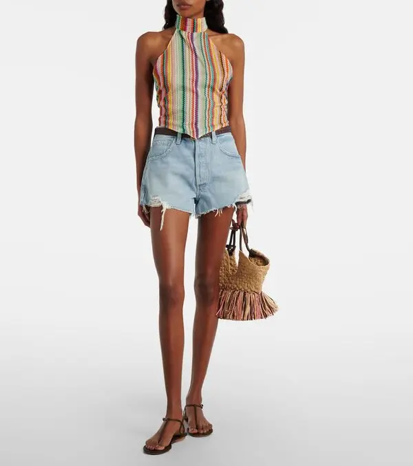 Missoni Striped Halterneck Cotton And Silk Top - Multicoloured