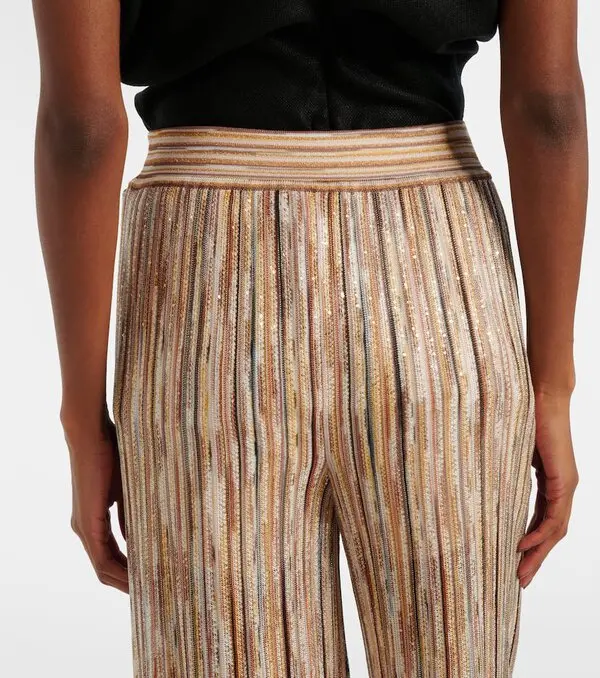 Missoni Sequined Striped Wide-leg Pants - Brown