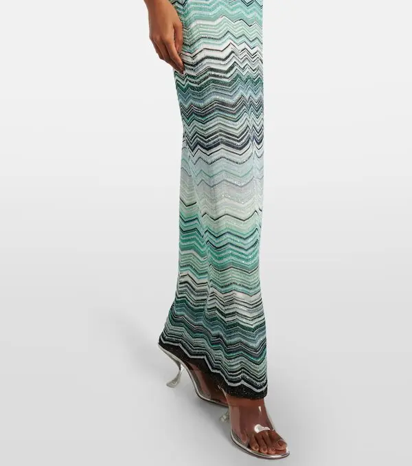 Missoni Zigzag One-shoulder Lamé Maxi Dress