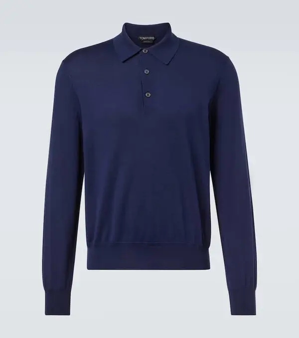 TOM FORD Cotton Polo Sweater - Blue