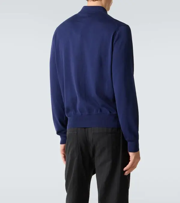 TOM FORD Cotton Polo Sweater - Blue