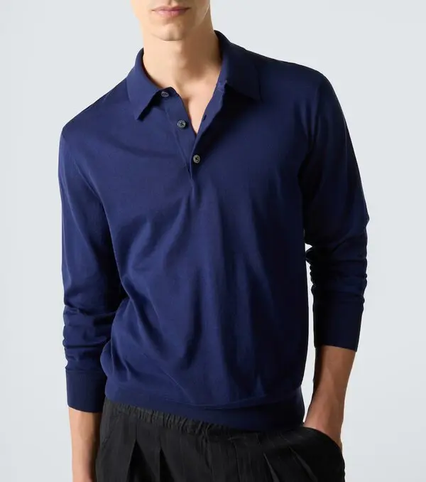 TOM FORD Cotton Polo Sweater - Blue