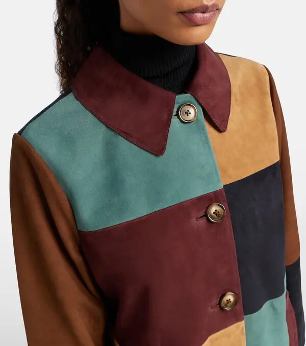 Rixo Patchwork Suede Coat - Multicoloured