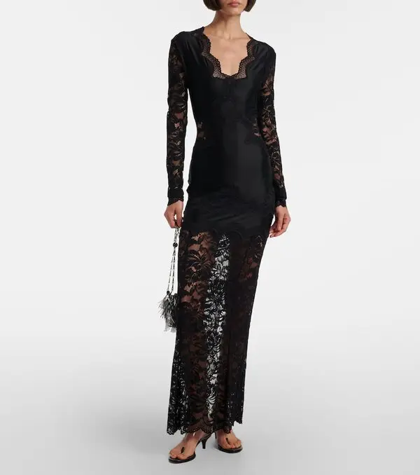 Rabanne Lace-trimmed Maxi Dress