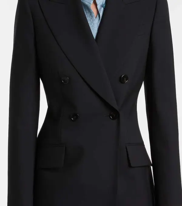 Gucci Double-breasted Wool Blazer - Black