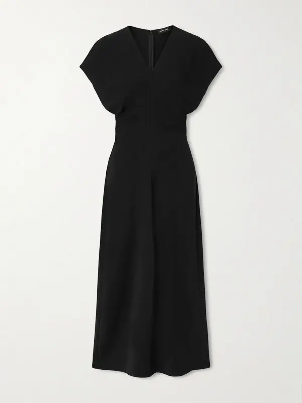ANINE BING Zadig Gathered Crepe Midi Dress - Black