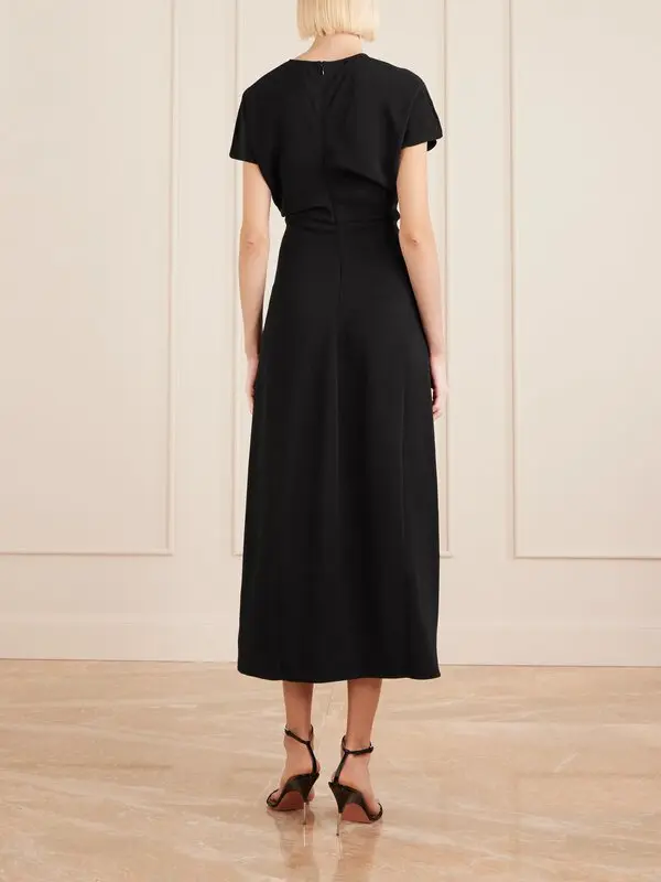 ANINE BING Zadig Gathered Crepe Midi Dress - Black