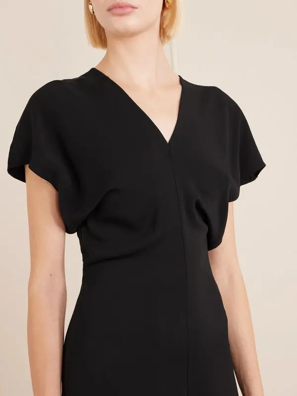 ANINE BING Zadig Gathered Crepe Midi Dress - Black