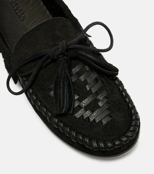 Isabel Marant Étoile Fitza" Fringed Suede Moccasins - Black