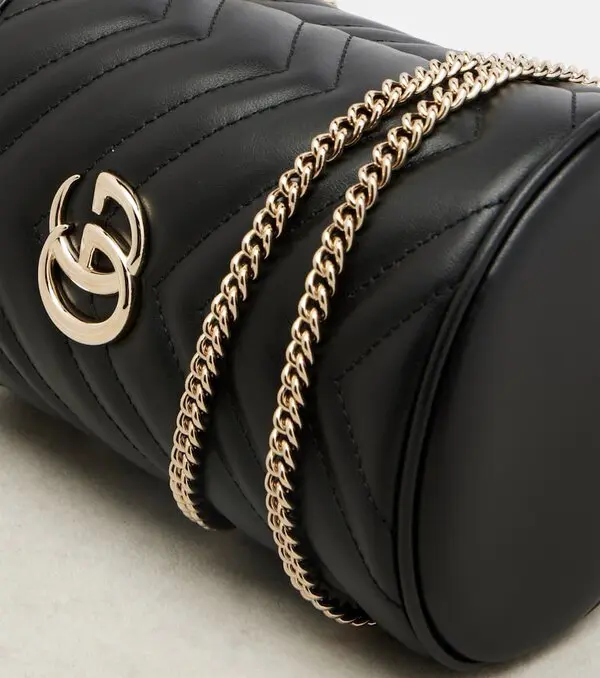 Gucci Gg Marmont Small Leather Bucket Bag - Black