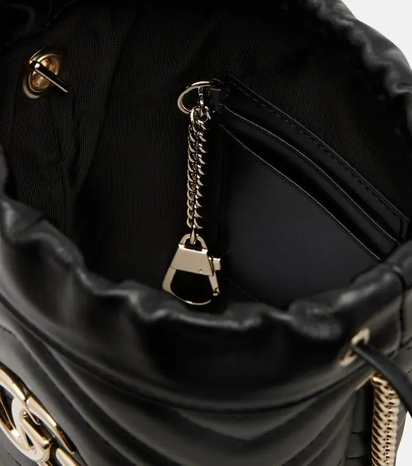 Gucci Gg Marmont Small Leather Bucket Bag - Black