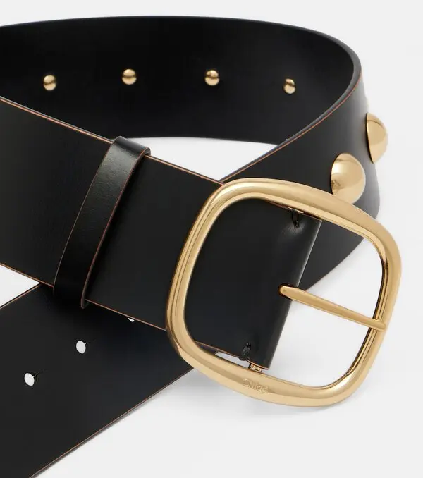 Chloé Midnight Studded Leather Belt - Black
