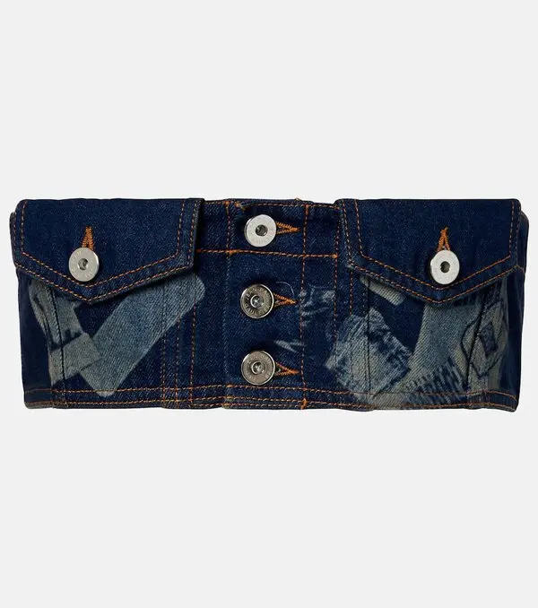 JEAN PAUL GAULTIER Trompe-l'oeil Denim Bandeau Top - Blue