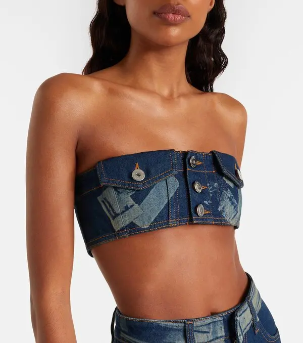 JEAN PAUL GAULTIER Trompe-l'oeil Denim Bandeau Top