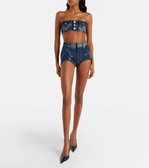 JEAN PAUL GAULTIER Trompe-l'oeil Denim Bandeau Top