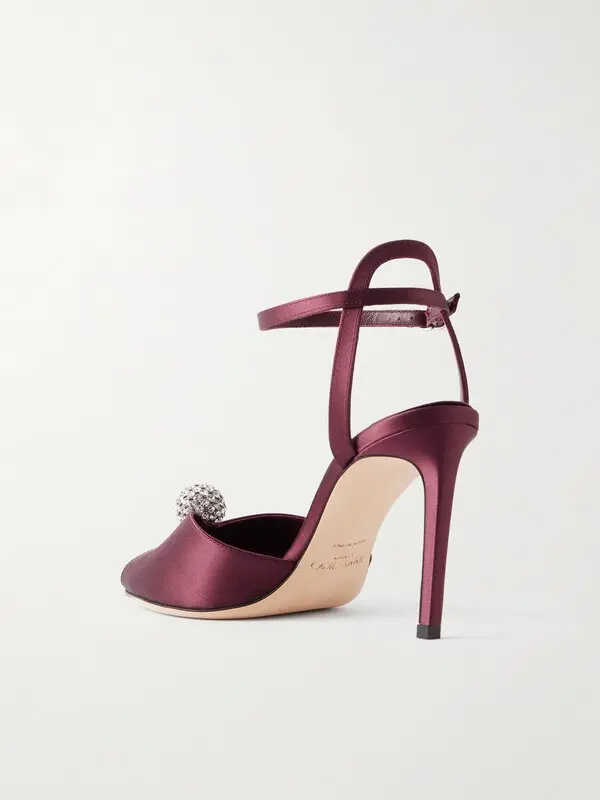 JIMMY CHOO Sacora 85 Crystal-embellished Satin Sandals - Purple