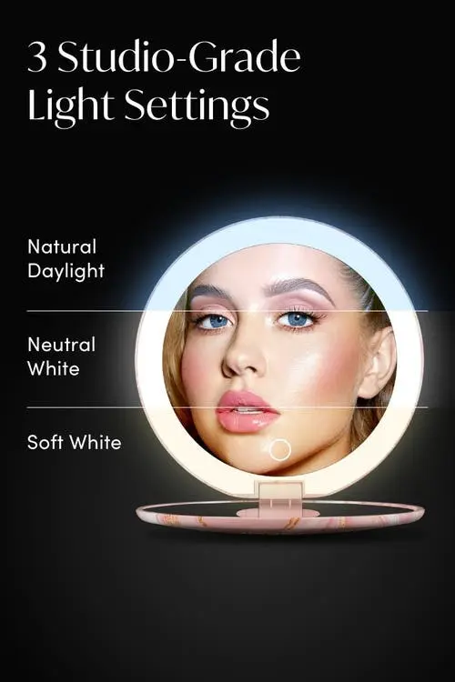 FANCII Taylor Led Compact Mirror - Marble Rose