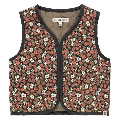 STAINS AND STORIES BY BABYFACE Reversible Floral Quilted Vest - Multicolor