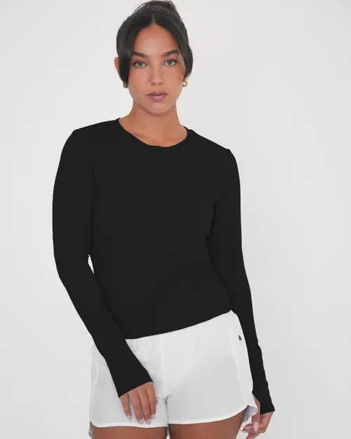 REBODY Raya Mid-length Compression Long Sleeve Top - Black