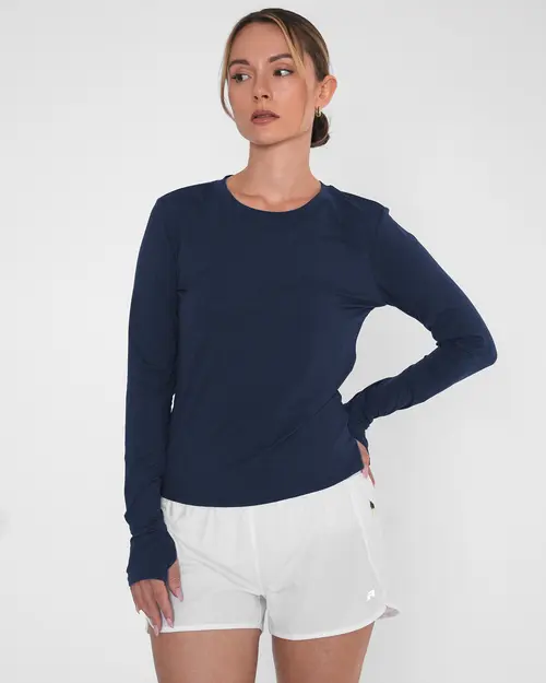 REBODY Raya Mid-length Compression Long Sleeve Top - Navy