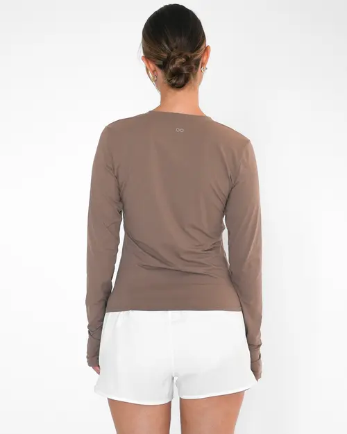REBODY Raya Mid-length Compression Long Sleeve Top - Sand
