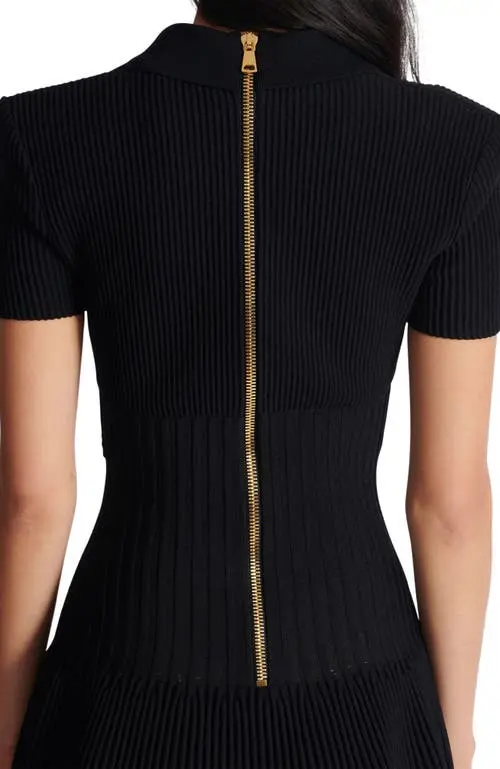 Balmain Flared Knit Dress - Black