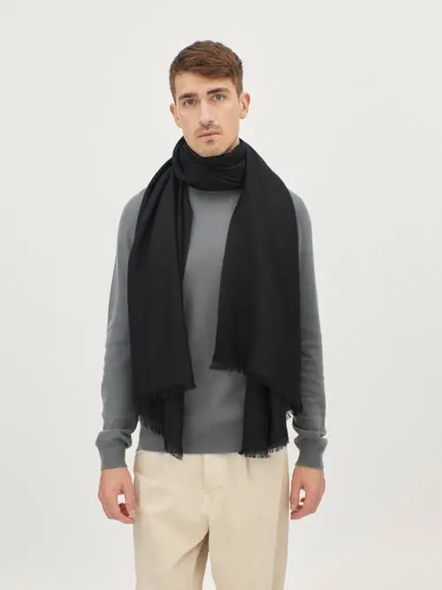 Gobi Cashmere Lightweight Cashmere Woven Scarf - Black