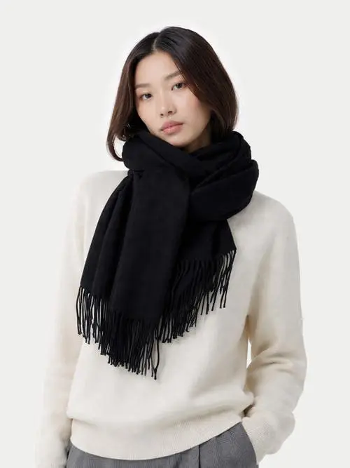 Gobi Cashmere Wide Fringe Scarf