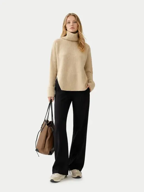 Gobi Cashmere Detachable Collar Cashmere Sweater - Beige