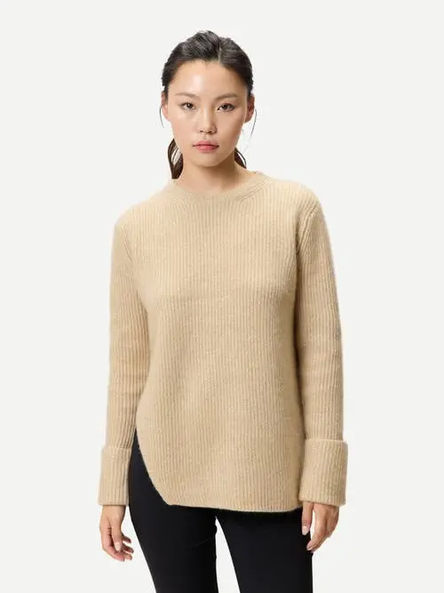Gobi Cashmere Detachable Collar Cashmere Sweater - Beige