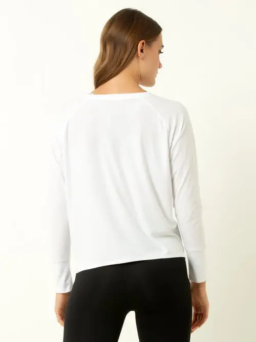SINGLE STITCH Featherweight Long Sleeve Top - White