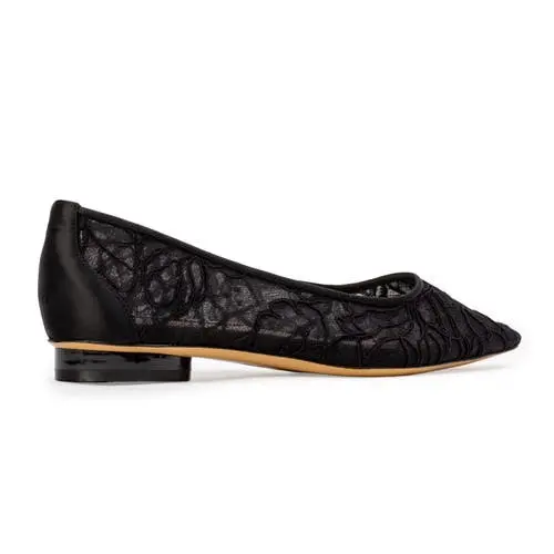 ANNE BARGE Jolie Pointed-toe Flats - Black Lace