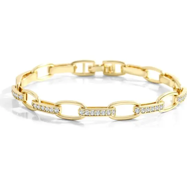 MINT & LILY Interlinked Cubic Zirconia Paperclip Bracelet - 18k Gold Plated
