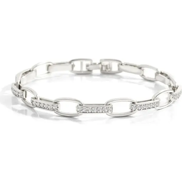 MINT & LILY Interlinked Cubic Zirconia Paperclip Bracelet - Silver