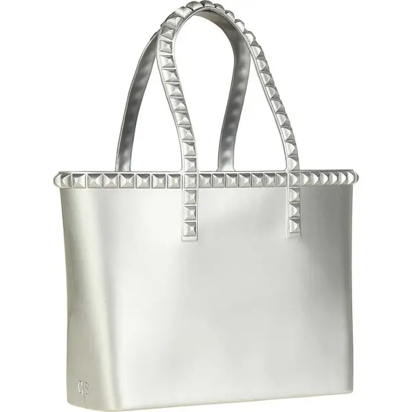 Carmen Sol Seba Mid Tote With Jumbo Studs - Silver