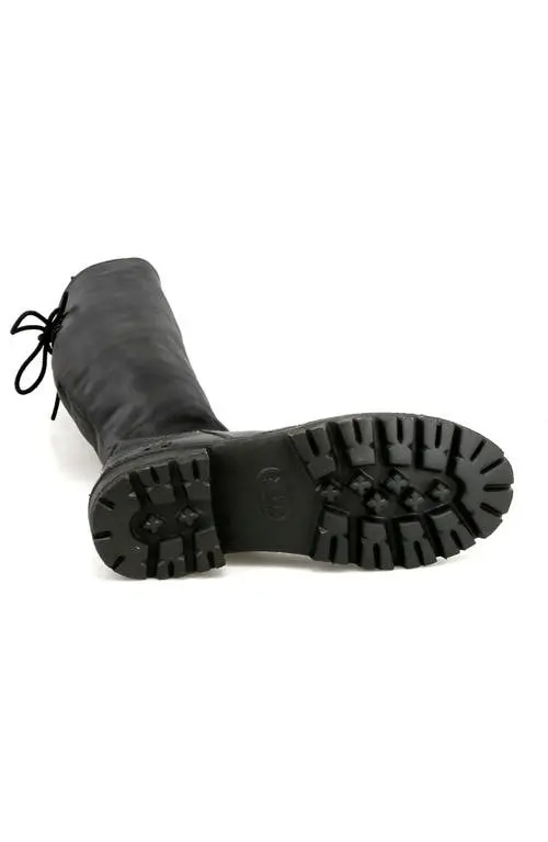 Bed Stu Tall Leather Lace-up Zip Up Boots - Black Rustic